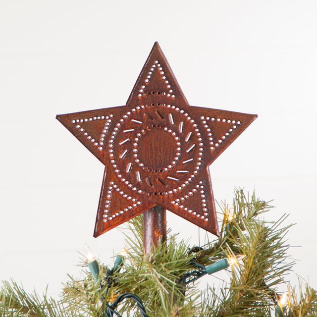 Irvins Tin Star Tree Topper - Rustic Tin