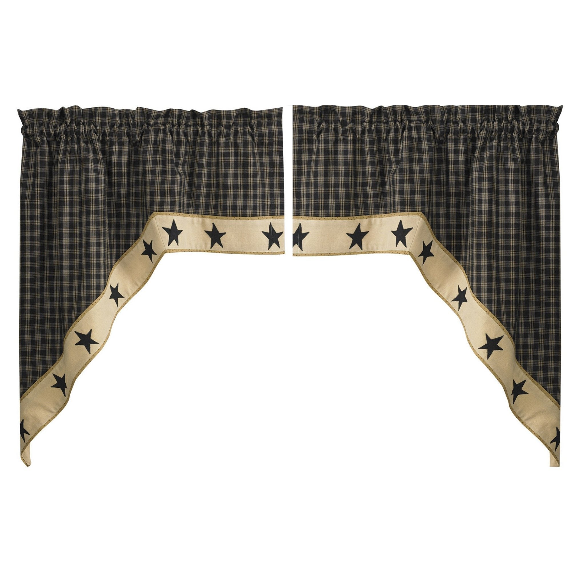 Park Designs Sturbridge Black Star Lined Swag Curtains
