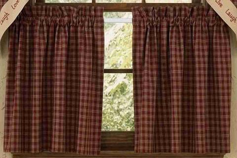 Park Designs Sturbridge Wine Unlined Tier Curtains 24"