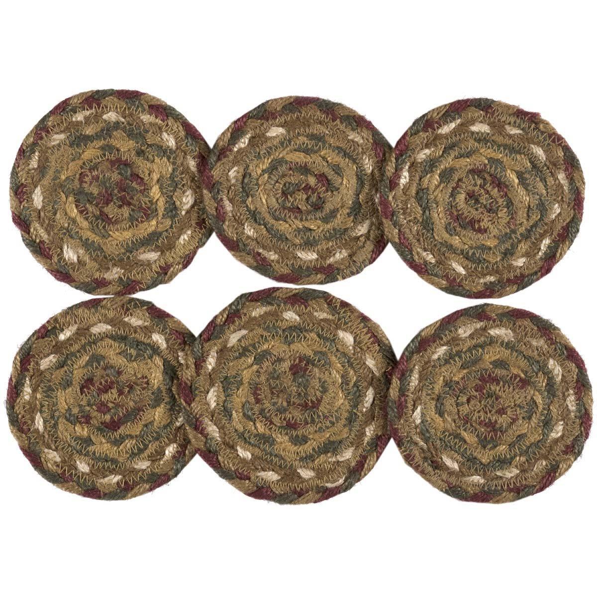 Set of 6 - 4" Tea Cabin Braided Coasters