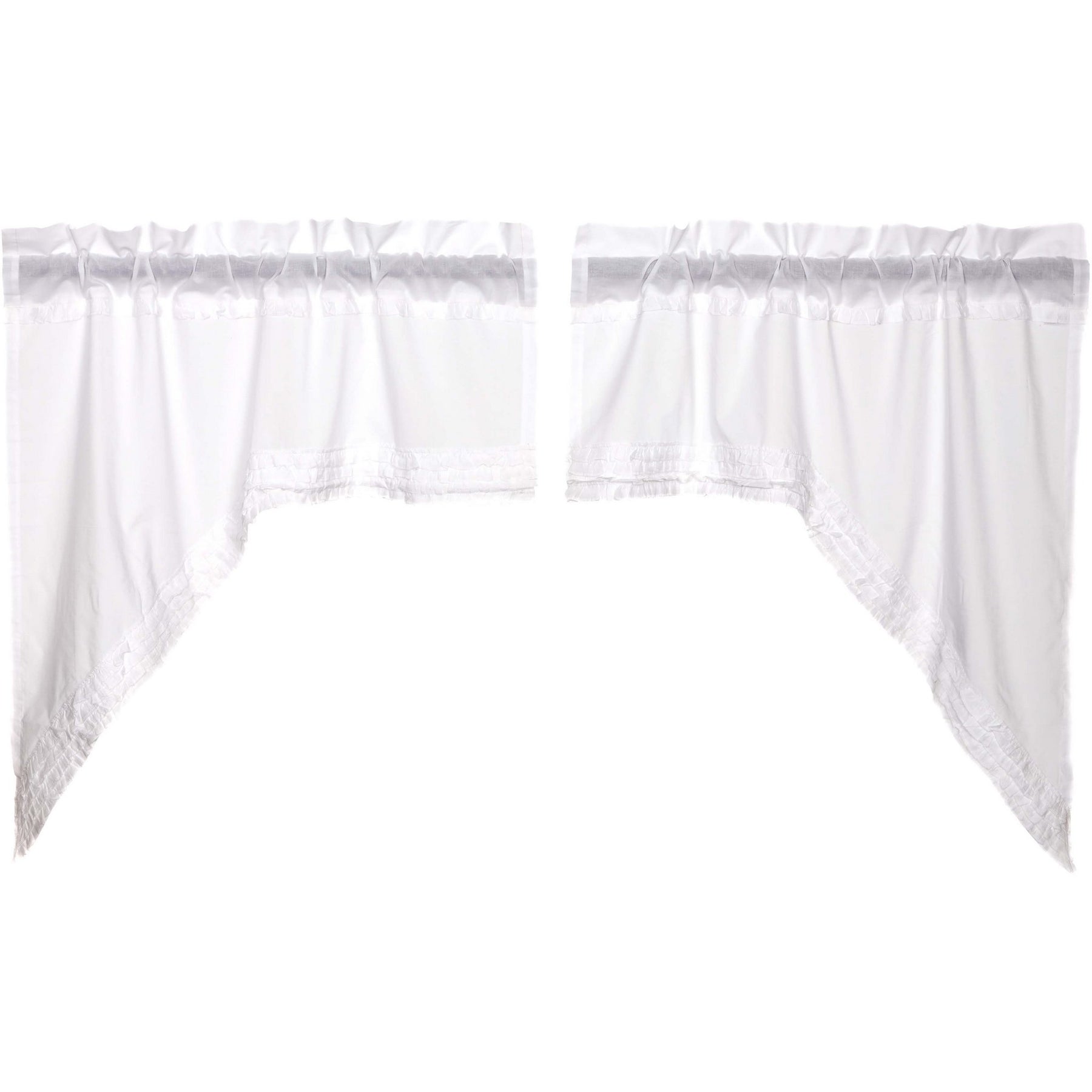 White Ruffled Sheer Swag Curtains | Primitive Star Quilt Shop