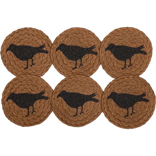Heritage Farms Crow Braided Coaster 4" - Set of 6