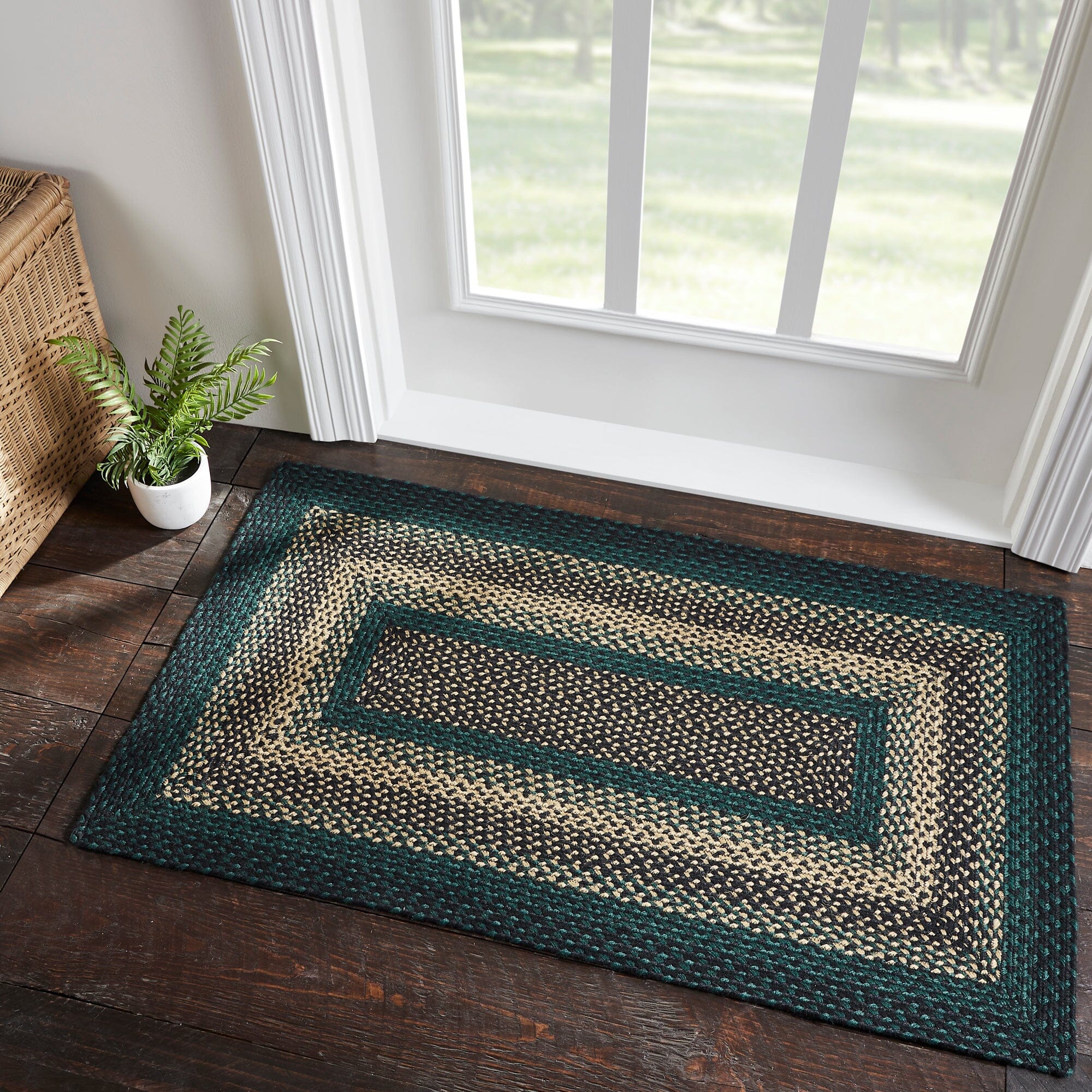 Pine Grove Rectangle Braided Rug 27x48" - with Pad