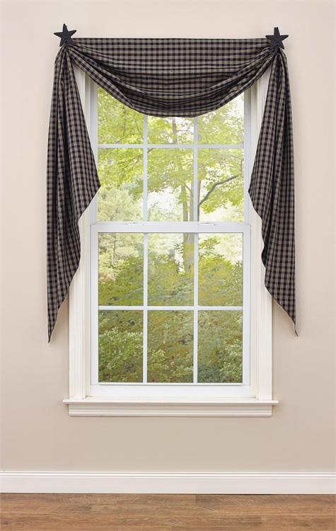 Park Designs Sturbridge Navy Lined Fishtail Swag Curtain