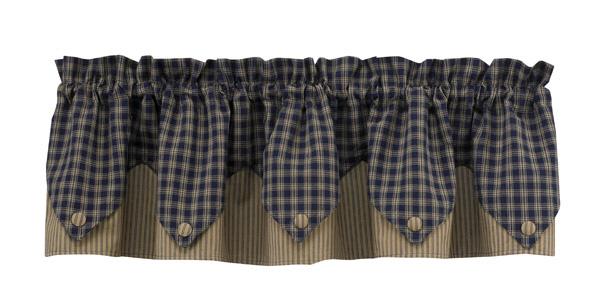 Park Designs Sturbridge Navy Pointed Lined Valance 72"